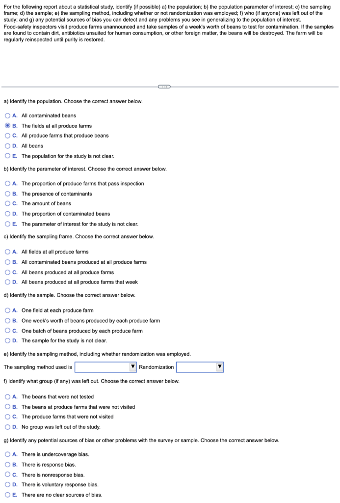 For the following report about a statistical study, | Chegg.com