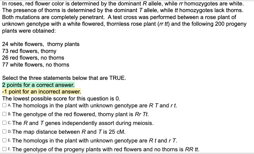 Solved In roses, red flower color is determined by the | Chegg.com