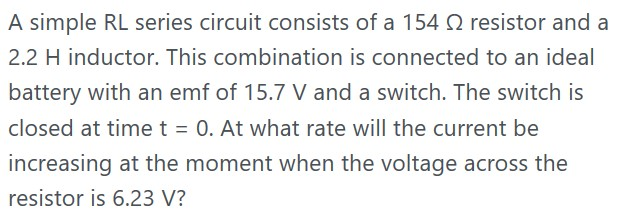 Solved A simple RL series circuit consists of a 154 2 | Chegg.com
