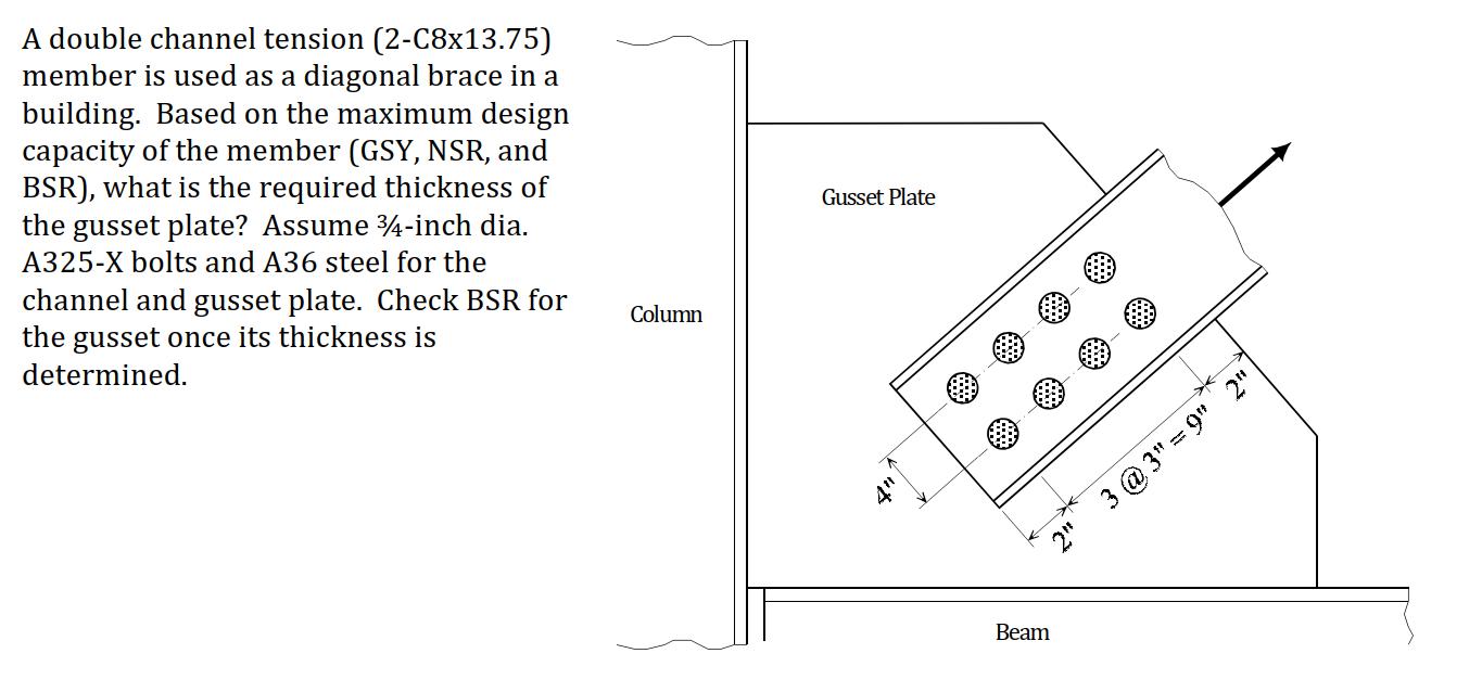 A double channel tension (2-C8x13.75) member is used | Chegg.com