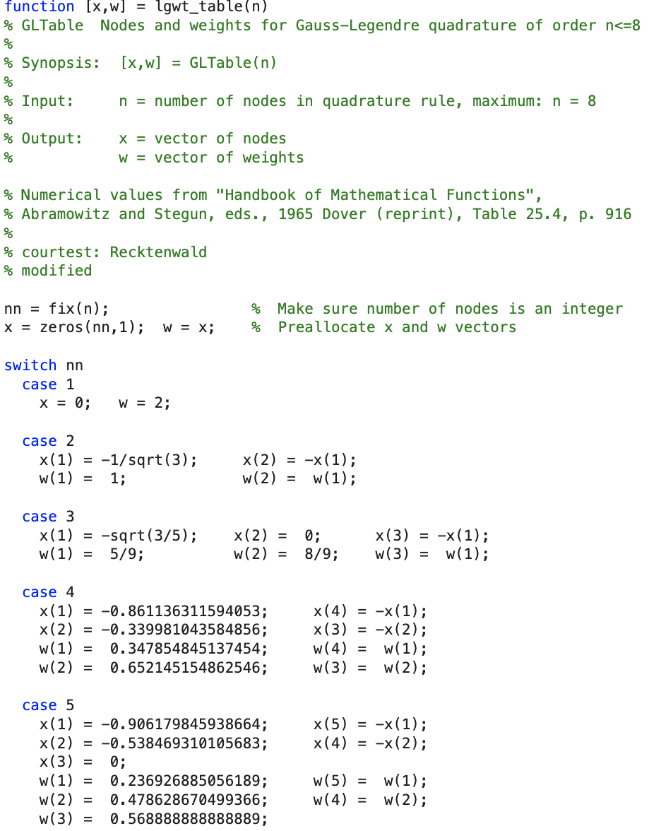 Solved 1. Gaussian Quadrature. Remember the integral | Chegg.com