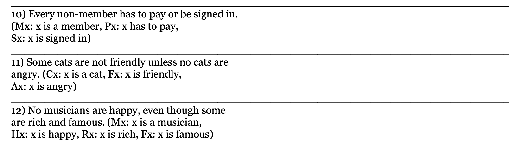 Solved Symbolize the following 20 English sentences in the | Chegg.com