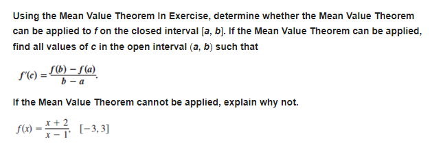 Solved Using the Mean Value Theorem In Exercise, determine | Chegg.com