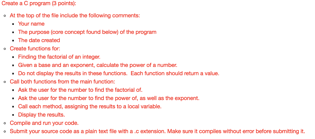 Solved Create A C Program 3 Points At The Top Of The File 5908