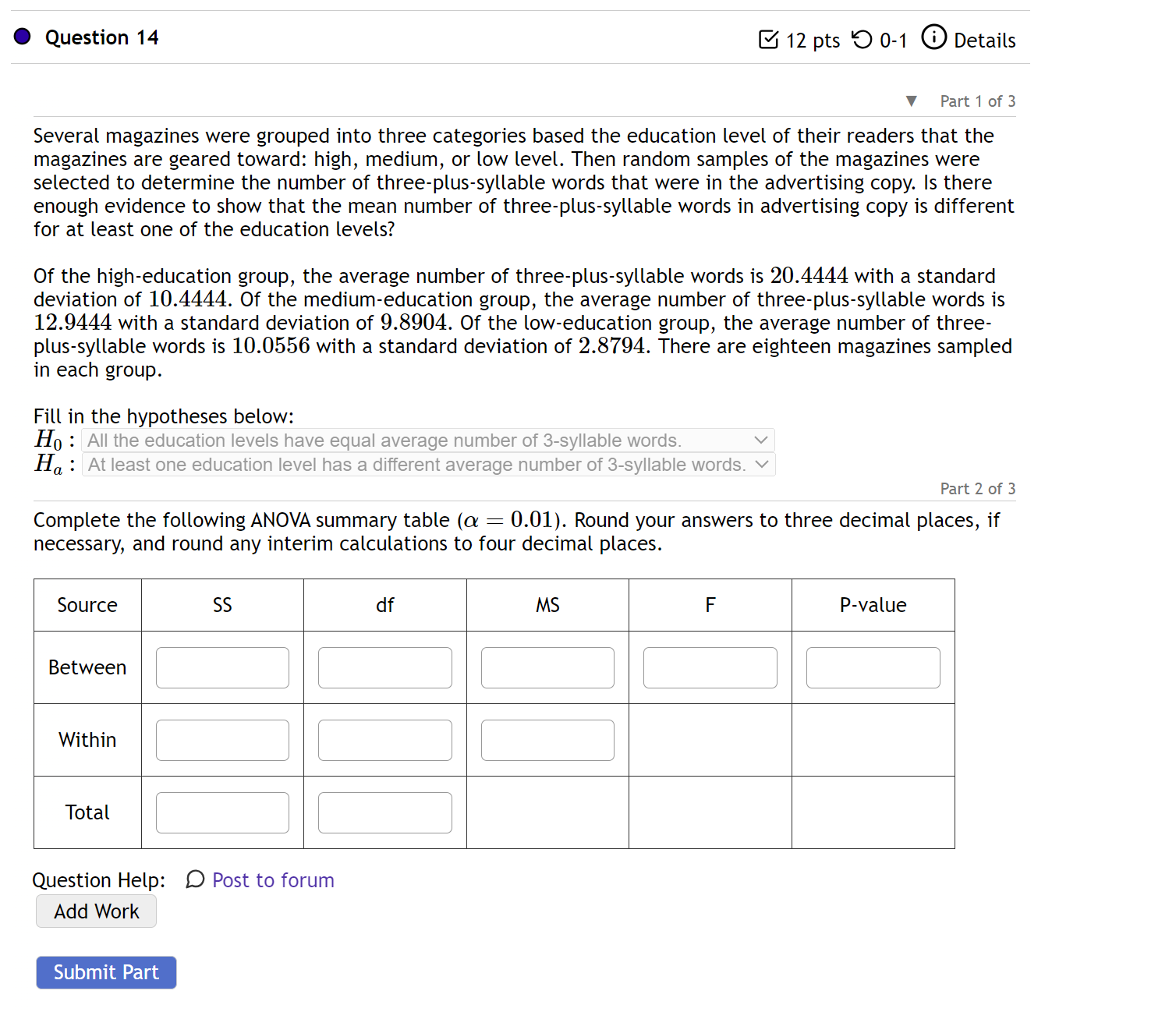 Solved Several magazines were grouped into three categories | Chegg.com