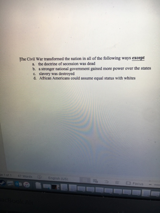 Solved The 14th Amendment e. Guaranteed citizenship to | Chegg.com