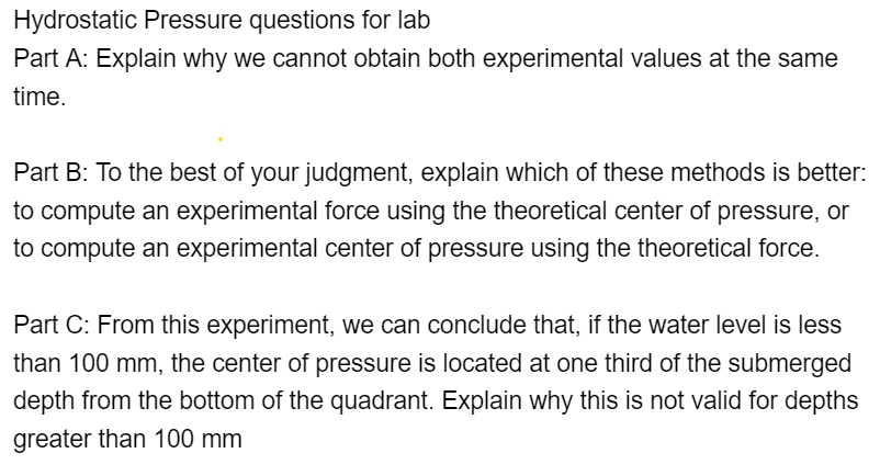 Solved This is a question section from a fluid mechanics | Chegg.com