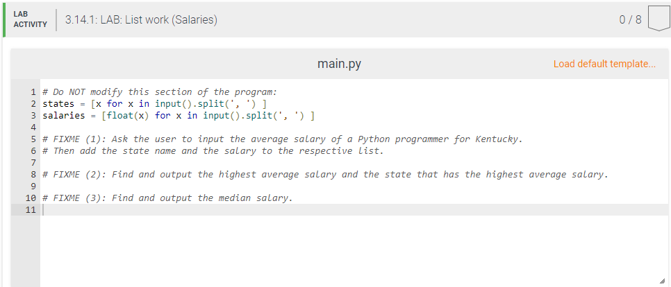 Solved The template program for this lab is set to read | Chegg.com