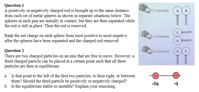 Solved Question 1 A positively or negatively charged rod is | Chegg.com
