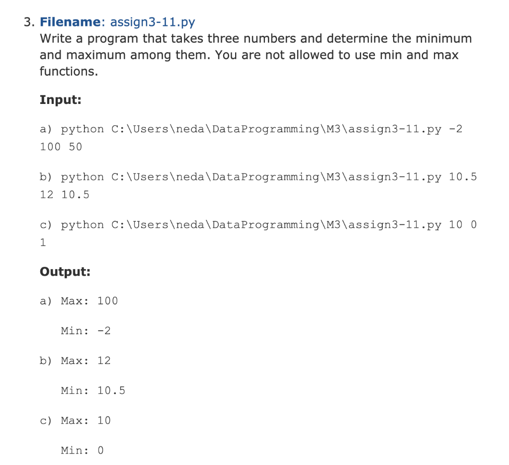 Solved 3 Filename Assign3 11py Write A Program That Takes 1246