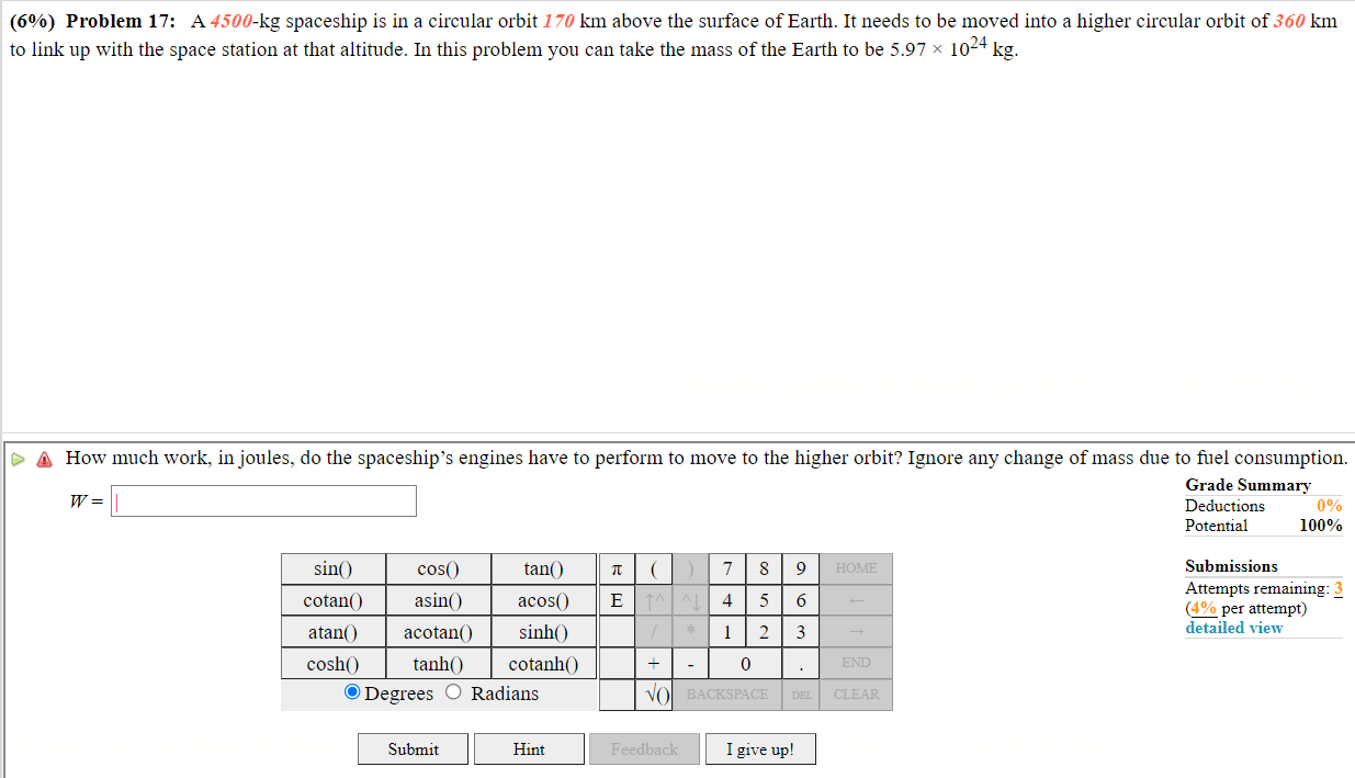 Solved 6 Problem 17 A 4500 Kg Spaceship Is In A Circular