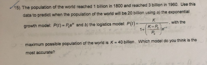 Solved 15) The population of the world reached 1 billion in | Chegg.com
