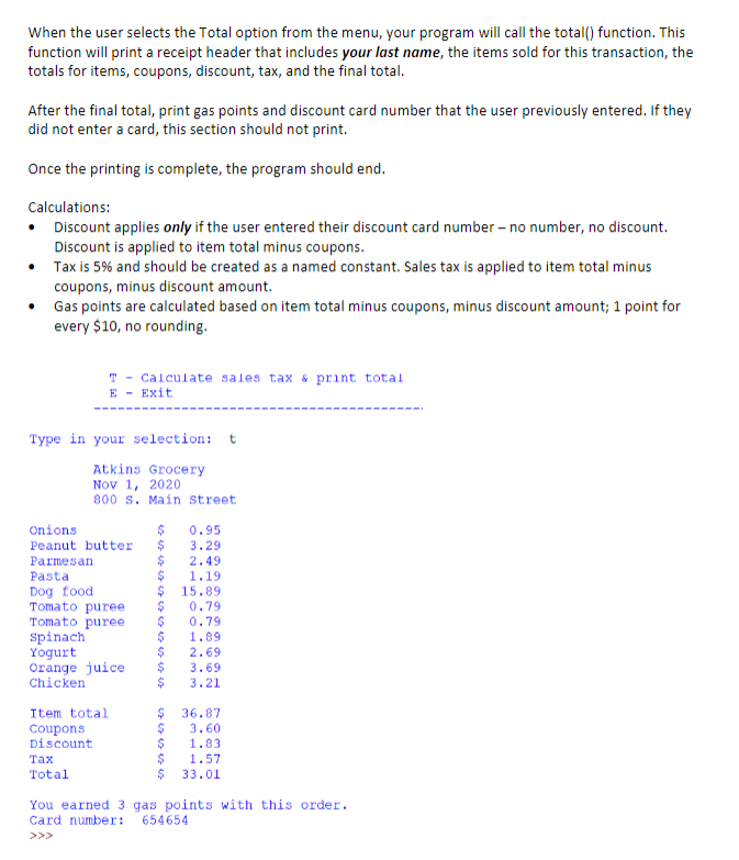 CIS 221 PA5 - Grocery Transaction This is an | Chegg.com