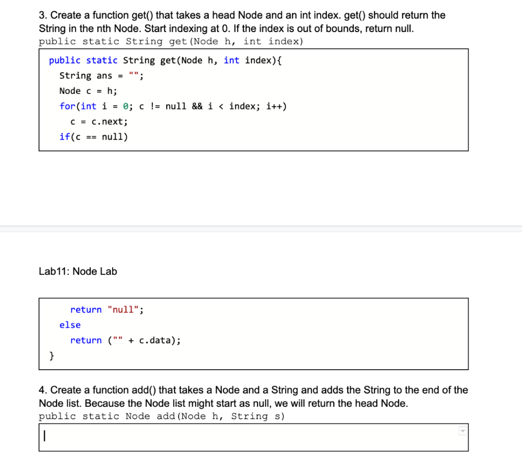 Solved 1. Create a Node class that has a string called data | Chegg.com