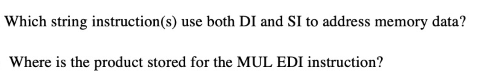 Solved Which String Instruction S Use Both Di And Si To