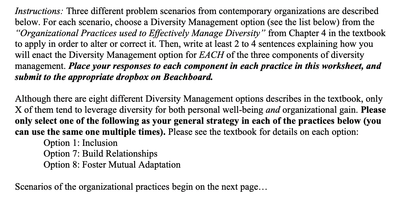 Solved Instructions: Three different problem scenarios from | Chegg.com