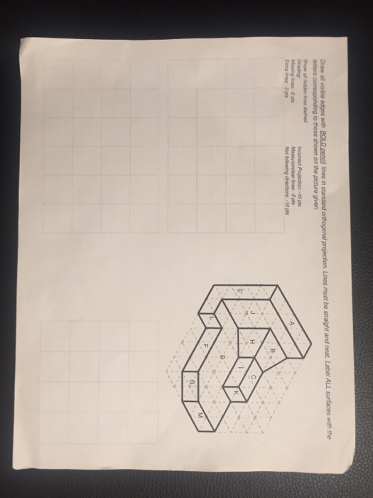 Solved Draw al visible edges with BOLD pencil lines in | Chegg.com