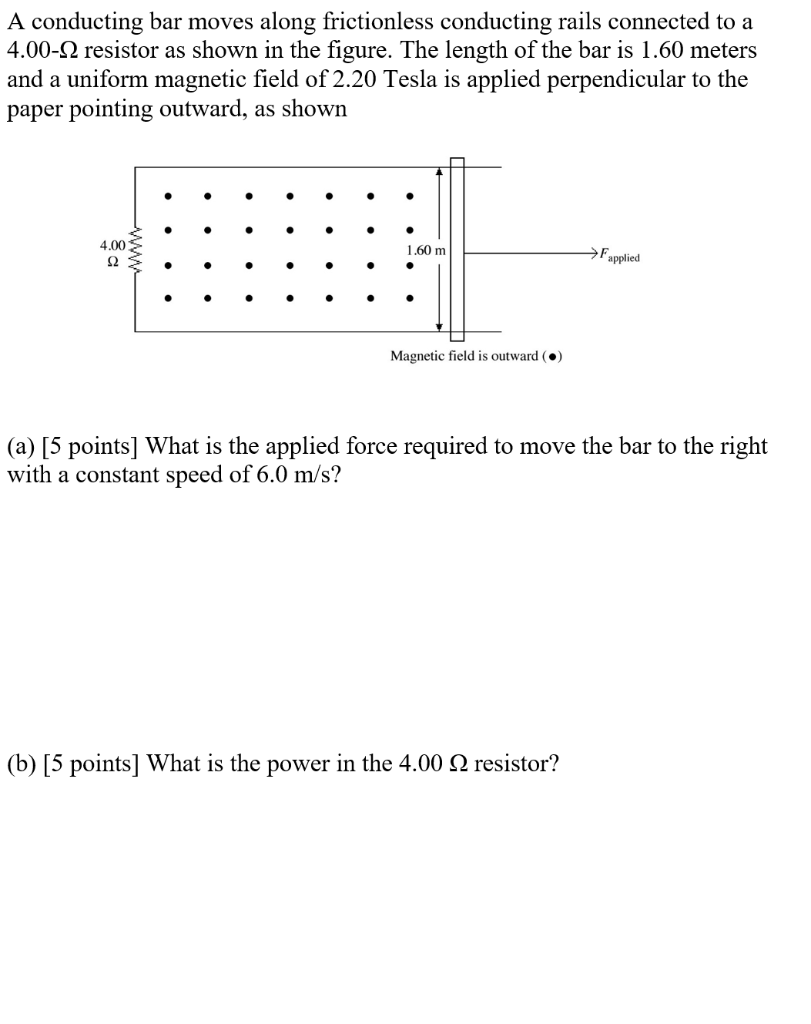 Solved A conducting bar moves along frictionless conducting | Chegg.com