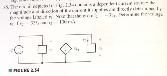 Solved 35. The circuit depicted in Fig. 2.34 contains a | Chegg.com