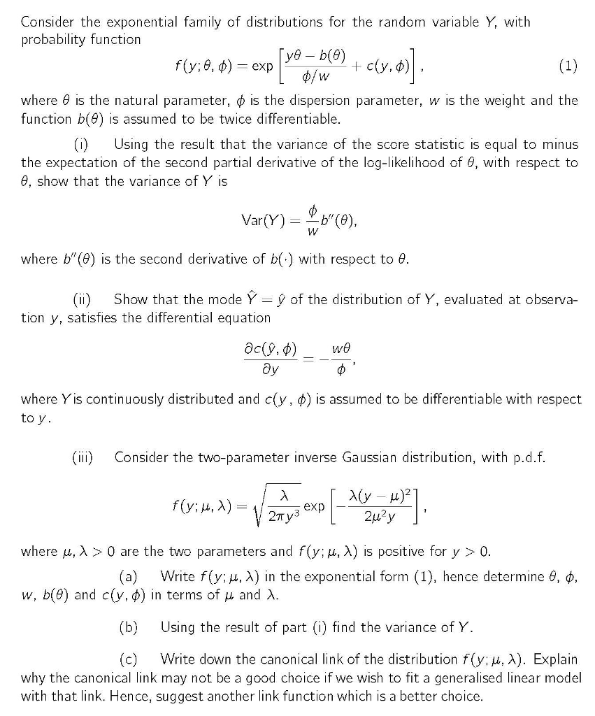 Solved Consider the exponential family of distributions for | Chegg.com