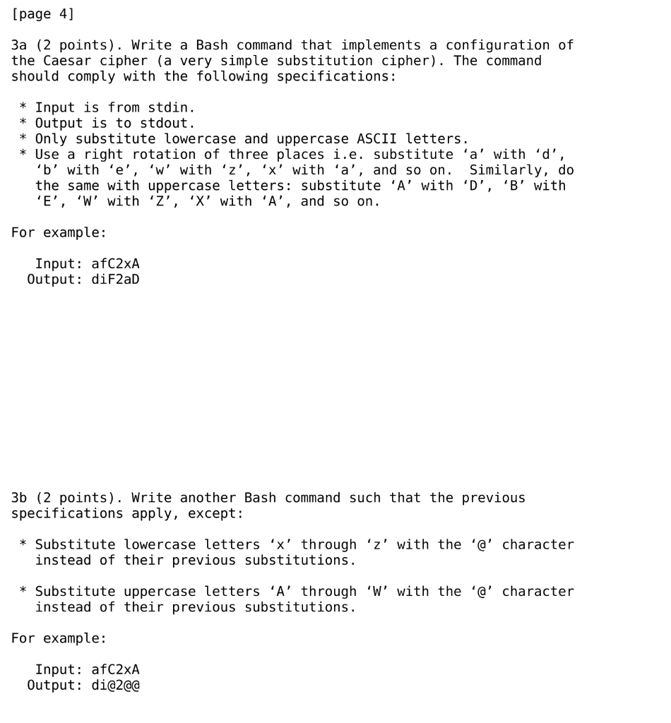 Solved [page 4] 3a (2 points). Write a Bash command that | Chegg.com