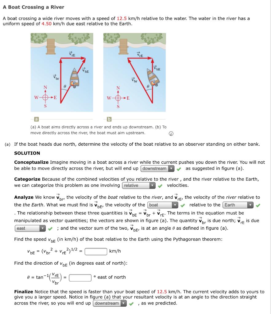 Solved A Boat Crossing a River A boat crossing a wide river | Chegg.com