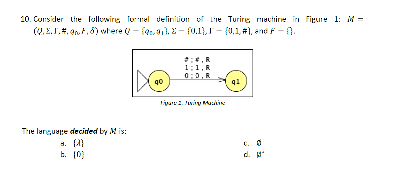Solved 10. Consider the following formal definition of the | Chegg.com