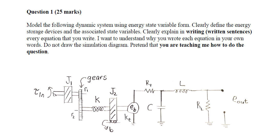 Solved Question 1 (25 marks) Model the following dynamic | Chegg.com