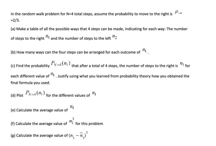 Solved In the random walk problem for N=4 total steps, | Chegg.com