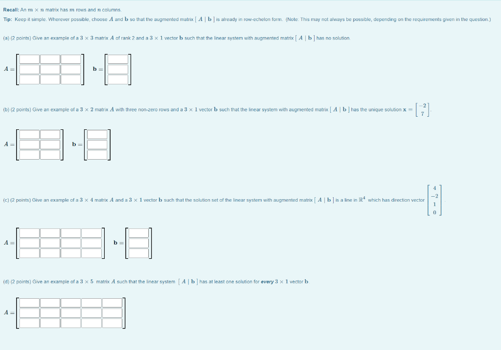 Solved Recall: An m x n matrix has m rows and n columns Tip: | Chegg.com
