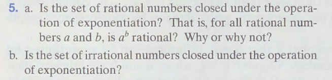 5. a. Is the set of rational numbers closed under the | Chegg.com