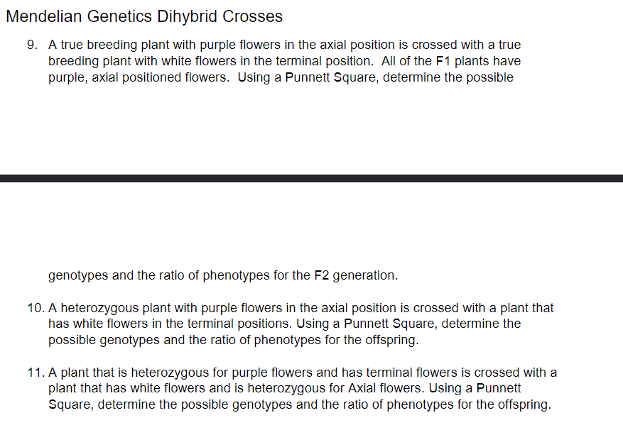 Solved Mendelian Genetics Dihybrid Crosses 9. A true | Chegg.com