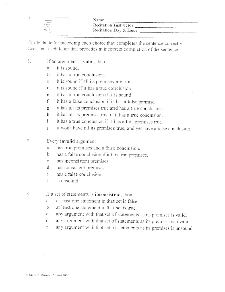 Solved Name Recitation instructor Recitation Day & Hour | Chegg.com