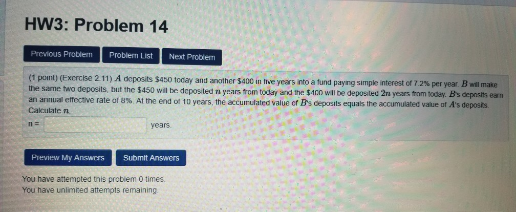 Solved HW3: Problem 14 Previous Problem Problem List Next | Chegg.com