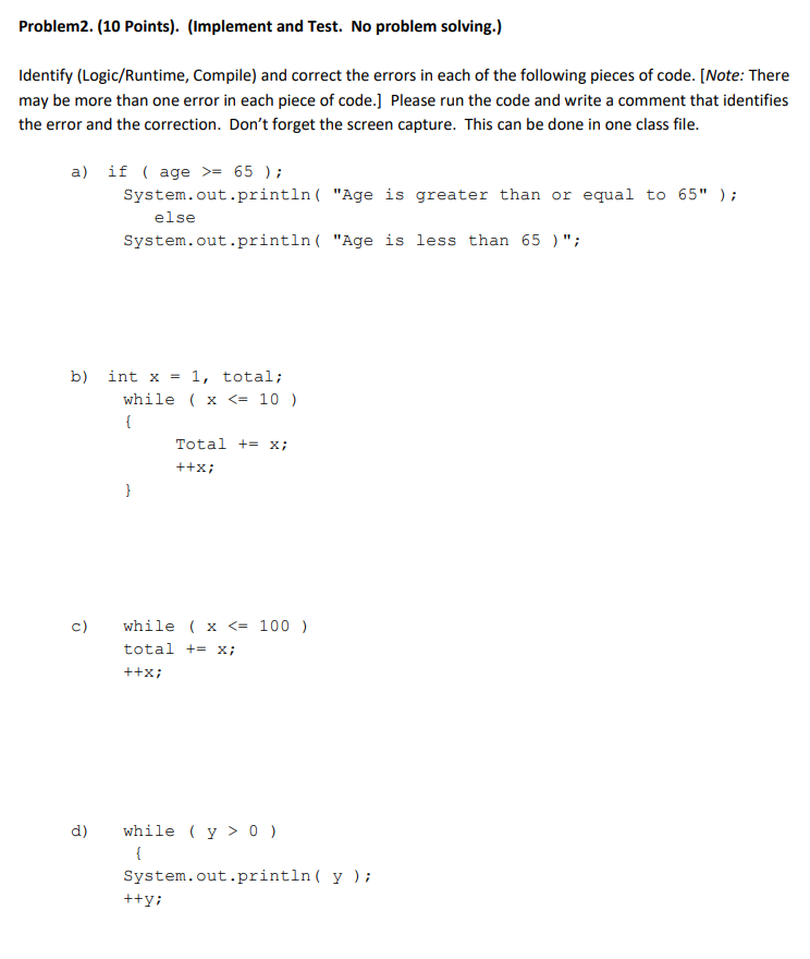 Solved Problem2. (10 Points). (Implement and Test. No | Chegg.com