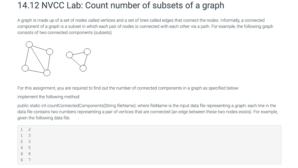 Solved 14.12 NVCC Lab: Count number of subsets of a graph A | Chegg.com