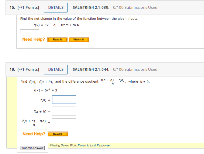 Solved 15. [-/1 Points] DETAILS SALGTRIG4 2.1.039. 0/100 | Chegg.com