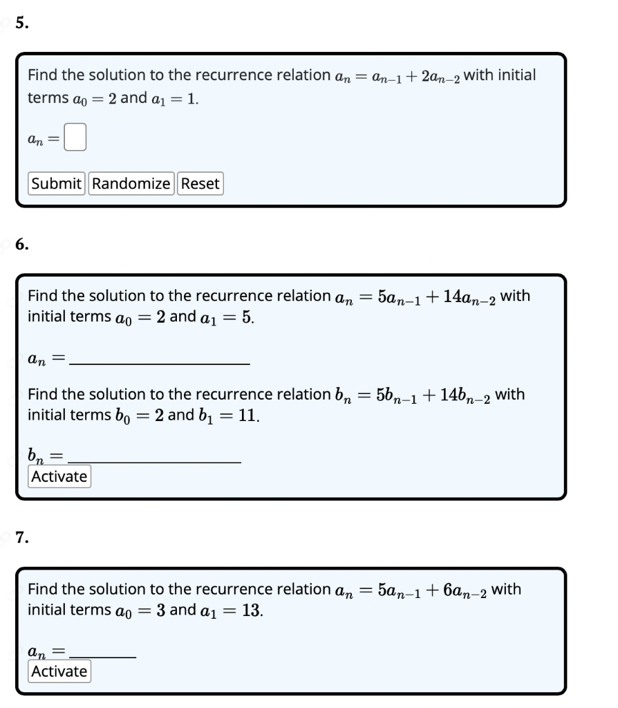 Solved Find The Solution To The Recurrence Relation