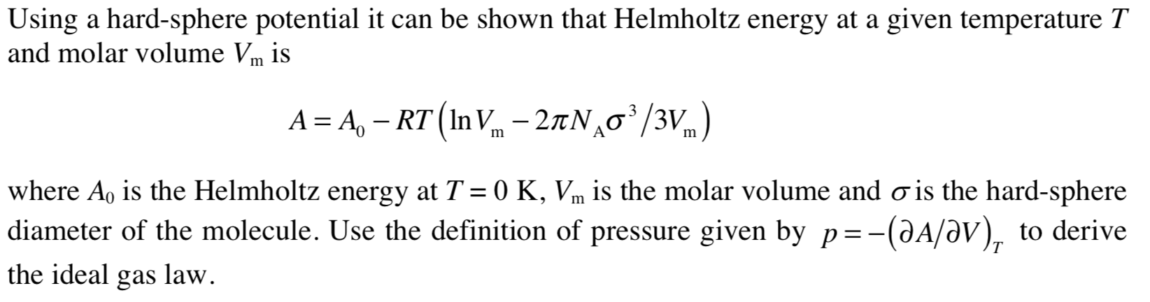 Solved Using a hard-sphere potential it can be shown that | Chegg.com