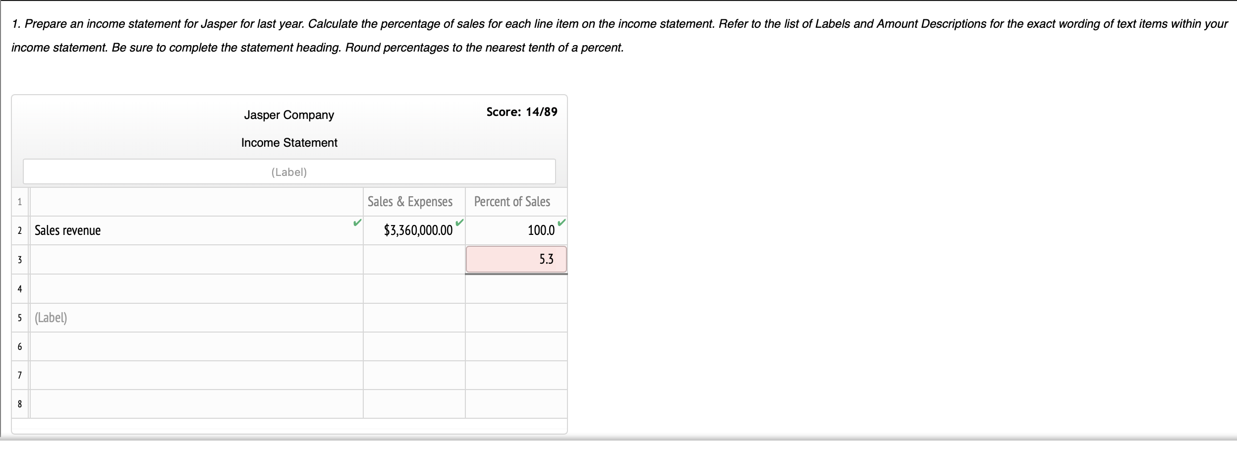 Solved Jasper Company provided the following information for | Chegg.com