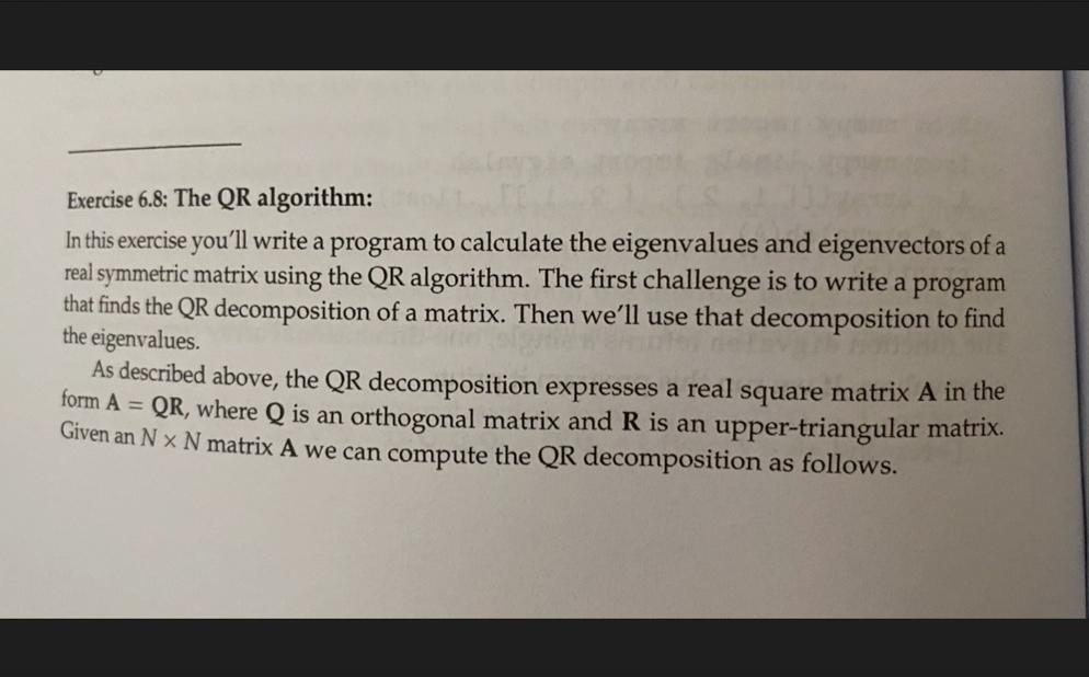 Solved Exercise 6.8: The QR algorithm: In this exercise | Chegg.com