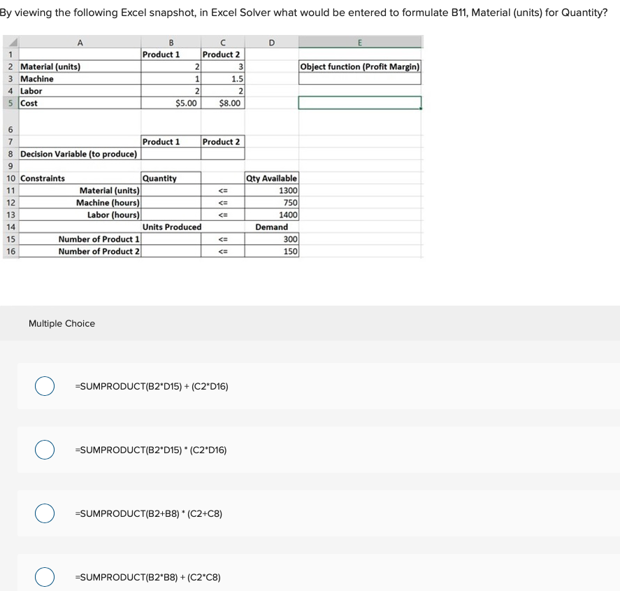 Solved By viewing the following Excel snapshot, in Excel | Chegg.com