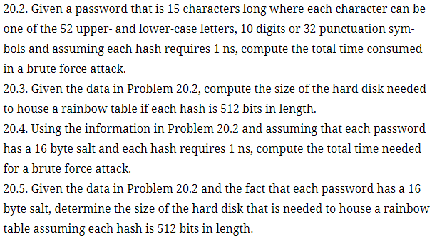 Solved 20.2. Given a password that is 15 characters long | Chegg.com