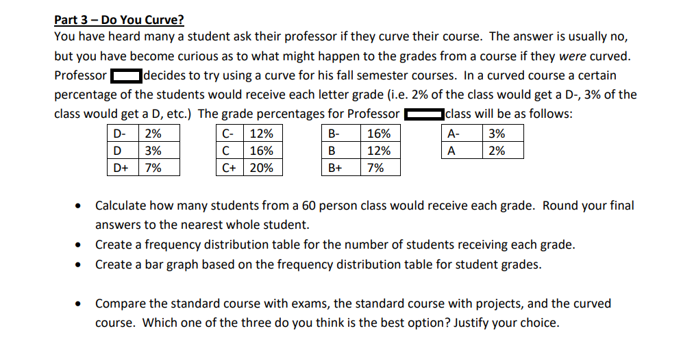 Solved Part 3-Do You Curve? You have heard many a student | Chegg.com