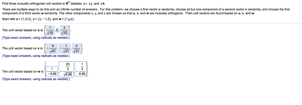 Solved Find three mutually orthogonal unit vectors in R° | Chegg.com