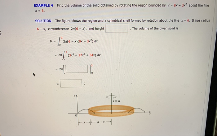 Solved EXAMPLE 4 Find the volume of the solid obtained by | Chegg.com