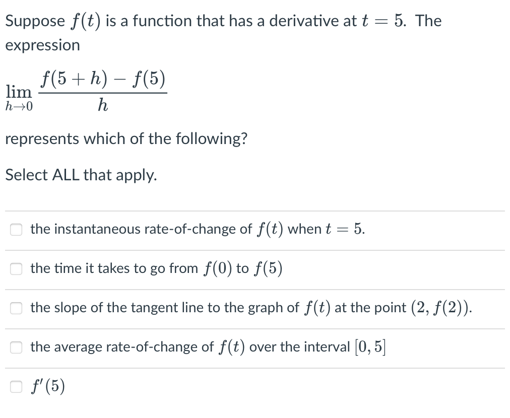 Solved Suppose f(t) is a function that has a derivative at | Chegg.com