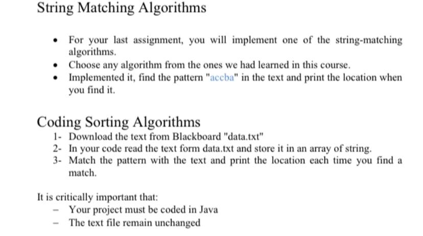 Solved String Matching Algorithms For Your Last Assignment 9007