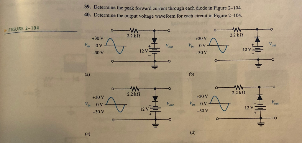 Solved 39. Determine the peak forward current through each | Chegg.com