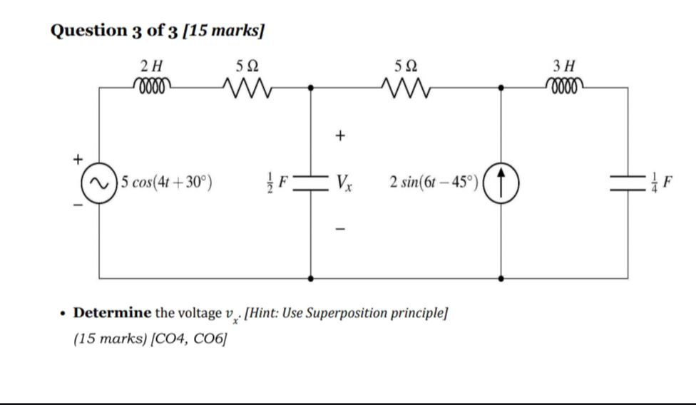 Solved Question 3 of 3 [15 marks] - Determine the voltage | Chegg.com